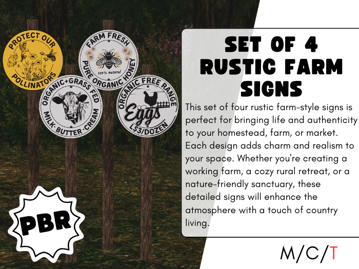 Second Life Marketplace - [S&G] Set of 4 Farm Signs [FATPACK]