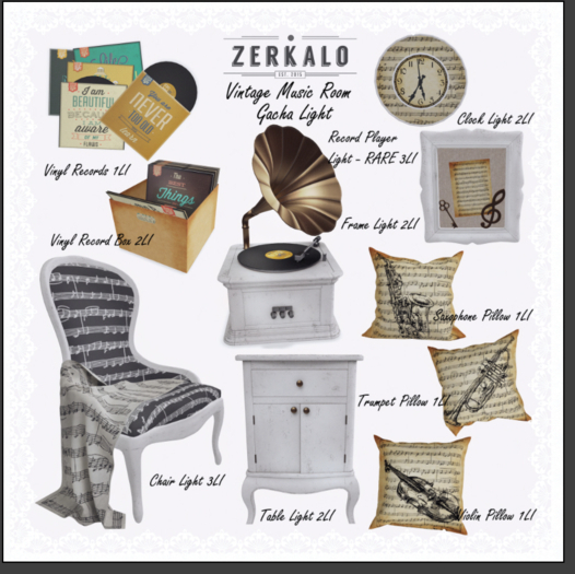 Second Life Marketplace - [ zerkalo ] Vintage Music Room - Vinyl Record Box