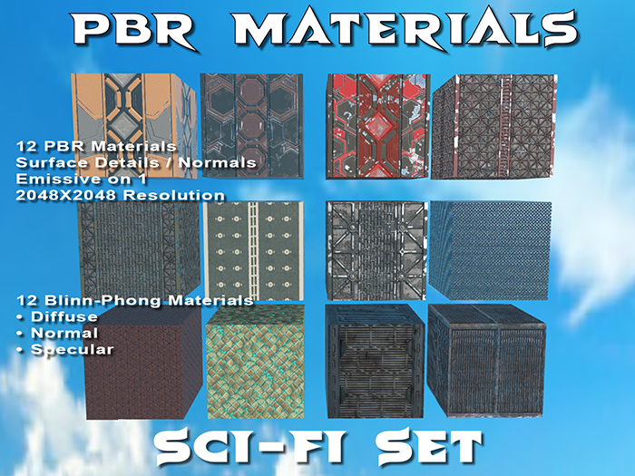 Second Life Marketplace - PBR Materials: SciFi Set - 12 PBR Materials ...
