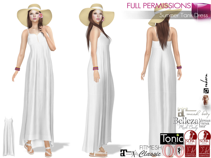 Second Life Marketplace Full Perm Female Maxi Summer Beach Dress For 0551