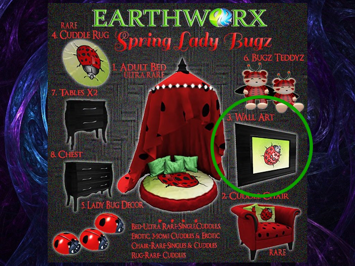 Second Life Marketplace - EARTHWORX- (3) Lady Bug Art [BOX]