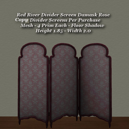 Second Life Marketplace - Red River Divider Screen Damask Rose1