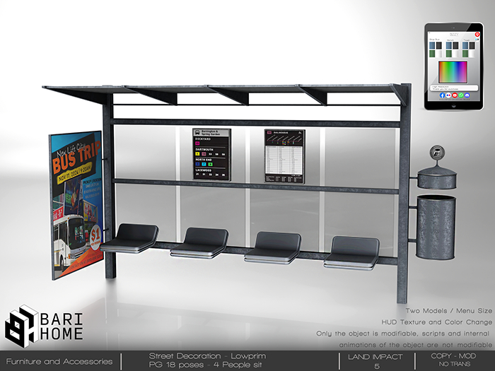 Second Life Marketplace - [BARI HOME] Cuyler City - Bus Stop (PG)