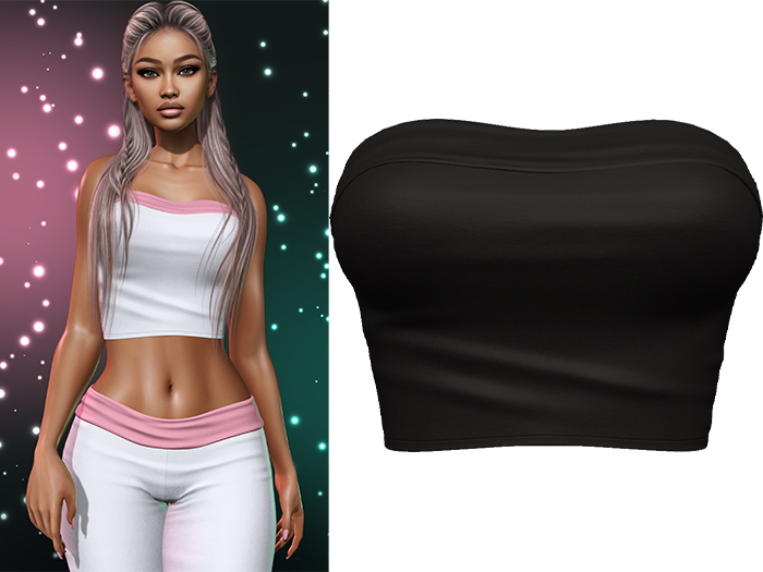 Second Life Marketplace - Flo Rolled Tube Top [Black] - Maitreya LaraX • PetiteX • eBody Reborn ...