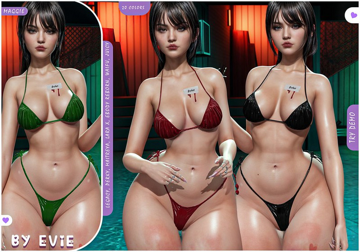 Second Life Marketplace - Cryucci MAGGIE TOP/PANTY BIKINI FATPACK