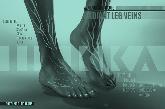 Second Life Marketplace - Mesh Animated Radiant Leg Veins DEMO