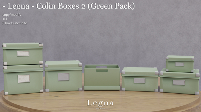 Second Life Marketplace - - Legna - Colin Boxes 2 (Green Pack)