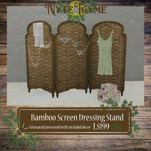 Second Life Marketplace - -NyteThyme- Bamboo Screen Dressing Stand BOX