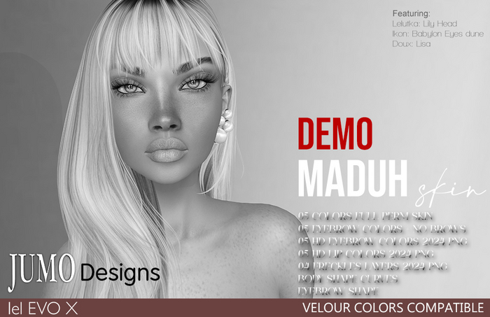 Second Life Marketplace - JUMO Designs DEMO - MADUH Skin EvoX Full Perm ...