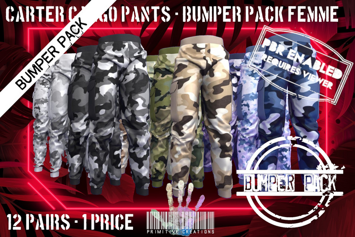Second Life Marketplace - PRIMitive Clothing - Carter Cargo Pants ...