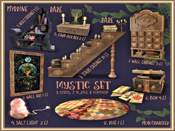 Second Life Marketplace - 7. Myrrine. Mystic set wolf cabinet RARE