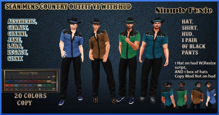 Second Life Marketplace - Sean Mens Country Outfit V1 With Hud (Boxed) ADD