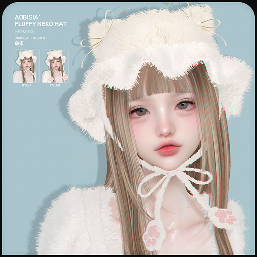 Second Life Marketplace - Aobisia :: Fluffy Neko Hat