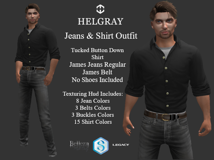 Second Life Marketplace - Jeans & Shirt Outfit for Belleza Jake ...