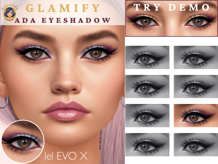 Second Life Marketplace - DEMO {Glamify} Ada BOM Eyeshadow for Lelutka EVOX