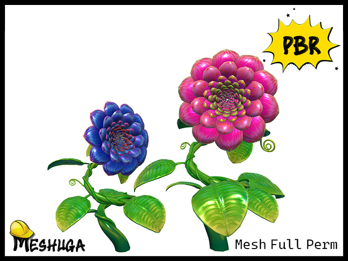 Second Life Marketplace - Meshuga PBR Fantasy Elven Whisper Flower FULL ...