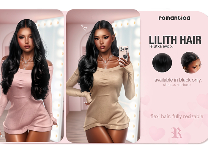 Second Life Marketplace - romantica. lilith hair, black.