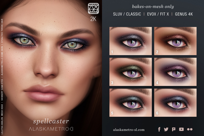 Second Life Marketplace - "Spellcaster" 2K BOM glitter eyeshadow | EvoX ...