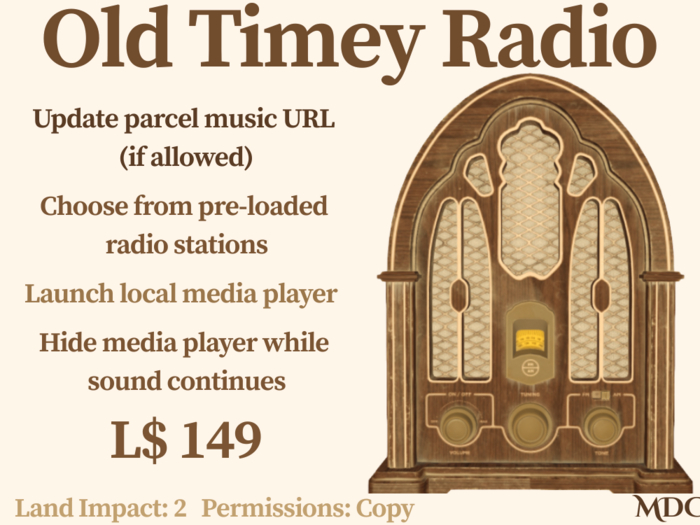 Second Life Marketplace - ~MDC~ Old Timey Radio