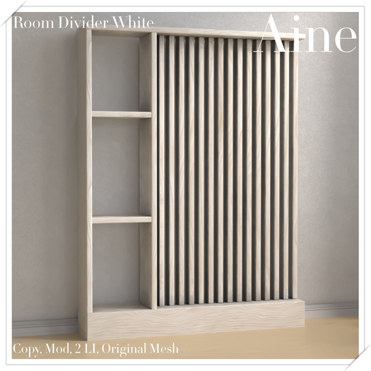 Second Life Marketplace - Aine - Room Divider White Wood (ADD)