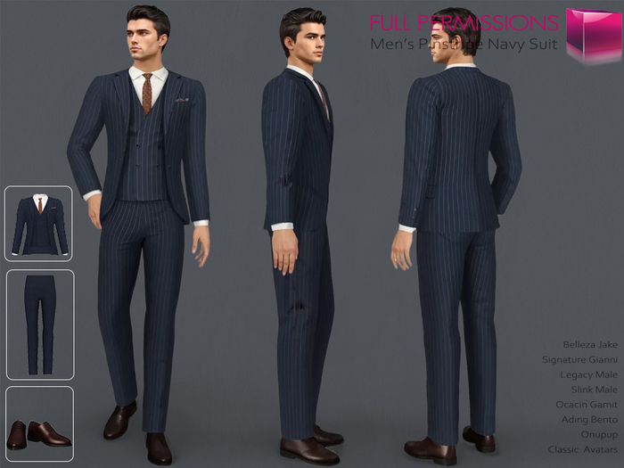 Second Life Marketplace - Full Perm Navy Striped Formal Business Suit ...
