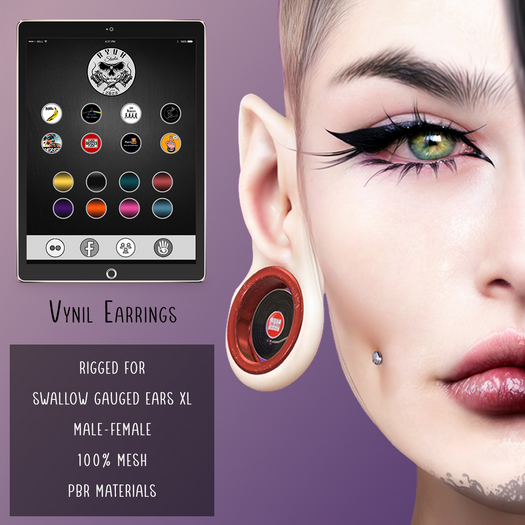 Second Life Marketplace - .::Ryuk Studio::. Vynil - Swallow Gauged XL [m/f]