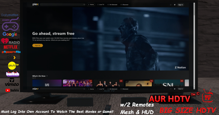 Second Life Marketplace - AUR BIG HD TV (w/Speakers Remote & HUD)