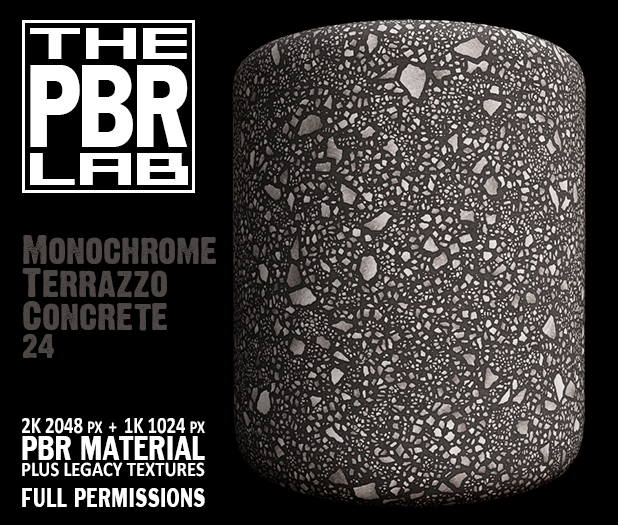 Second Life Marketplace - The PBR Lab - Monochrome Terrazzo Concrete 24