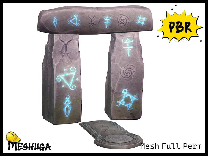 Second Life Marketplace - Meshuga PBR Fantasy Runes Portal FULL PERM MESH