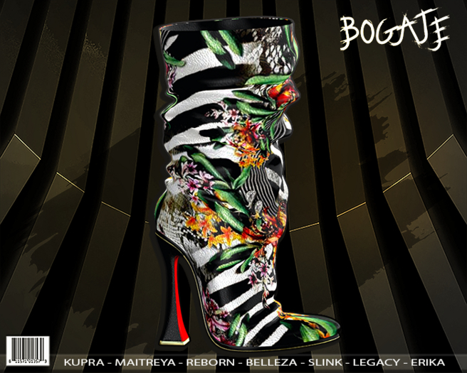 Second Life Marketplace - BOGATE_Diva _Boot_ Zippra Flower