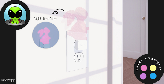 Second Life Marketplace - Gnarly. - Nite-Nite Light - Bunny - Pink