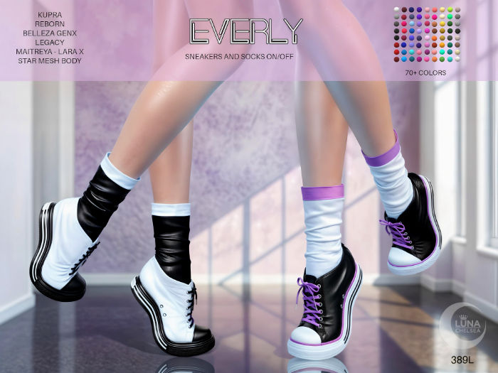 Second Life Marketplace - ️- Everly Tippy Toe Sneakers with socks, 70 ...