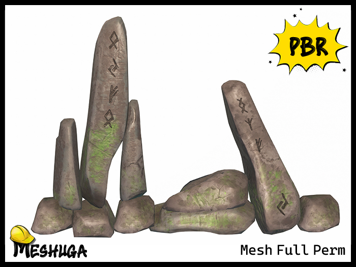 Second Life Marketplace - Meshuga PBR Fantasy Rune Stones FULL PERM MESH