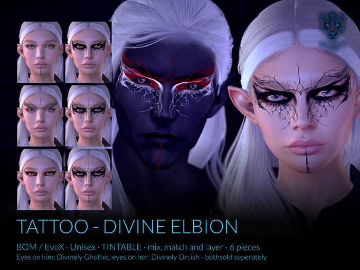 Second Life Marketplace - {DS} - BOM - Unisex EvoX Face Tattoo - Divine ...