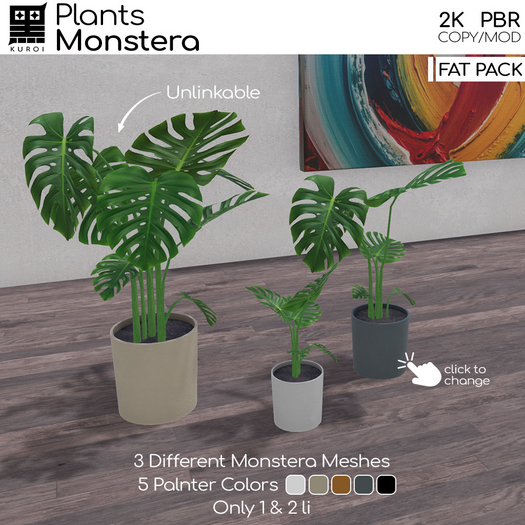 Second Life Marketplace - Kuroi - Monstera Plant FAT PACK