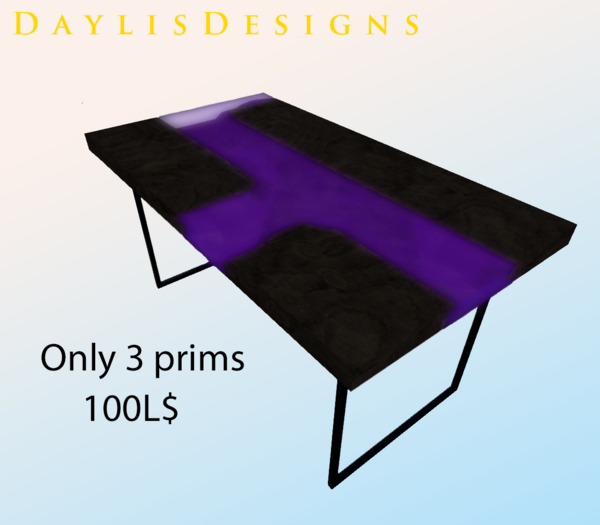 Second Life Marketplace - DaylisDesigns - Epoxy table Purple