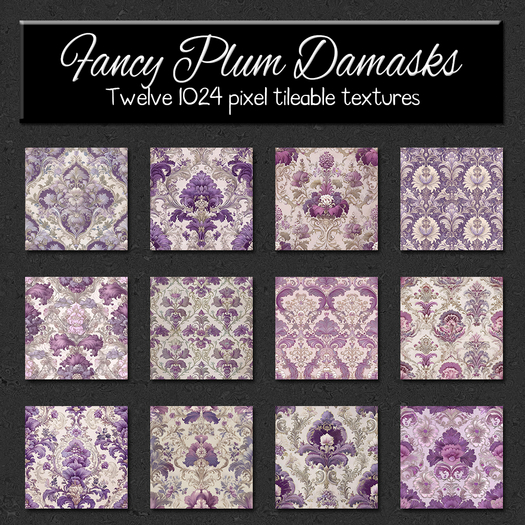 Second Life Marketplace - *Wallflowers* Fancy Plum Damask