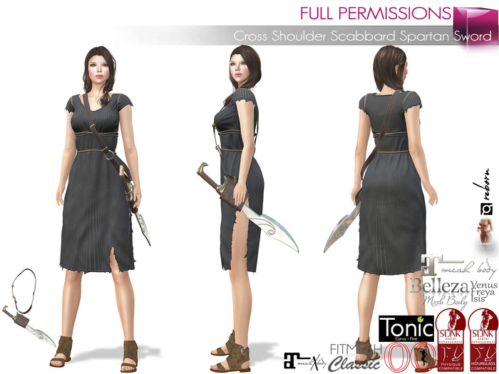 Second Life Marketplace - Full Perm Cross Shoulder Roman Spartan Sword ...