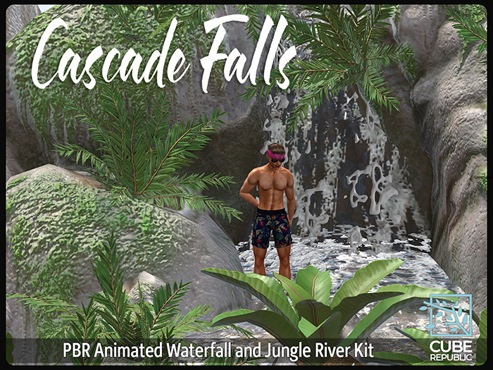 Second Life Marketplace - PBR Cascade Falls Building - River ...