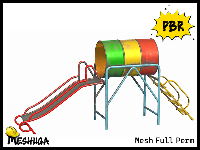 Second Life Marketplace - Meshuga PBR Kids Playground - Barrel FULL ...