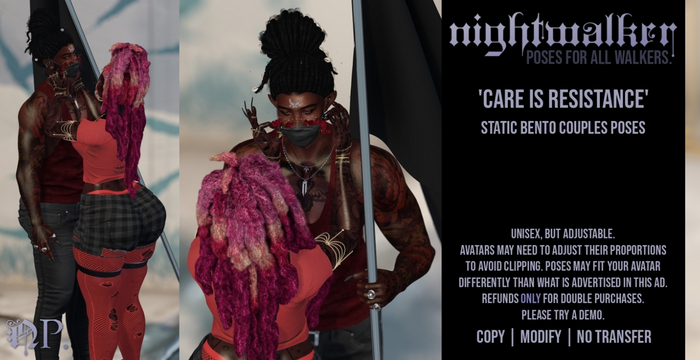 Second Life Marketplace - [nightwalker poses] - Care is Resistance ...