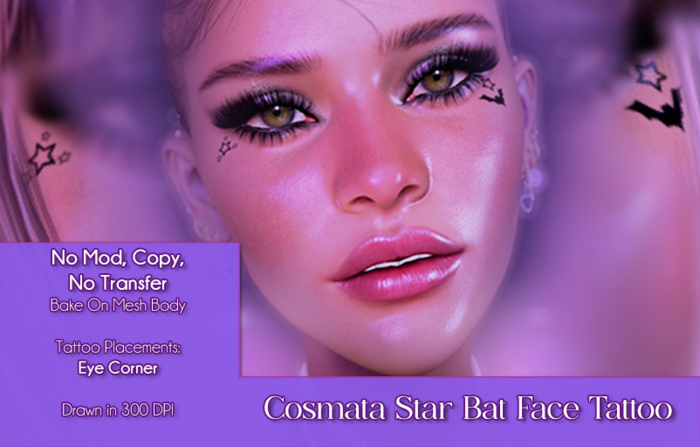 Second Life Marketplace - Cosmata- Star Bat Face Tat