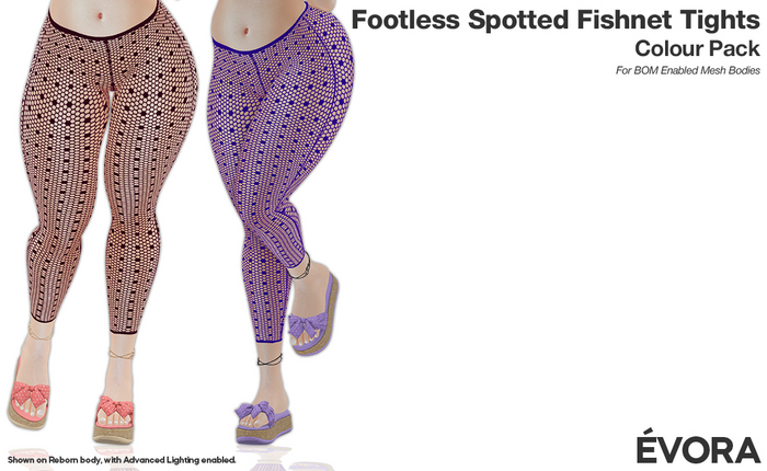 Second Life Marketplace - EVORA - Footless Spotted Fishnet Tights (Fatpack)