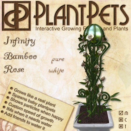 Second Life Marketplace - PlantPet Seed [Infinity Bamboo Rose *Pure White*]