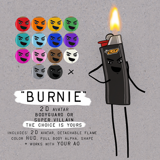 Second Life Marketplace - Mellow Elie / Burnie the Lighter (2D Avatar)