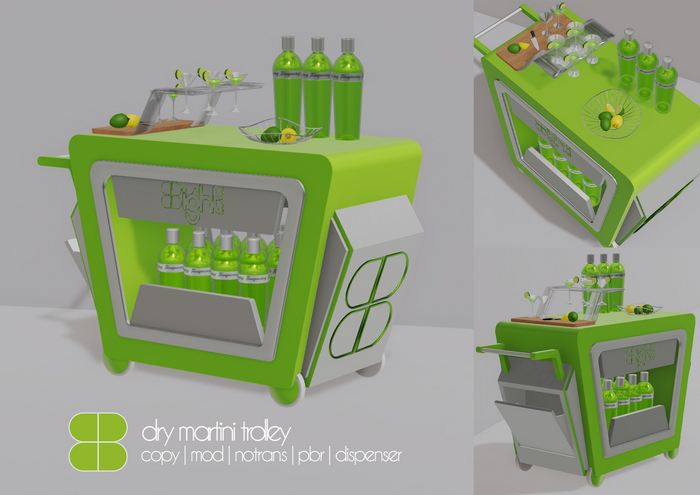 Second Life Marketplace - 8 Dry Martini Trolley PBR