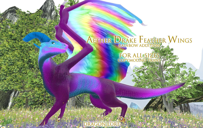 Second Life Marketplace - .DL. Aether Drake Feather Wings Rainbow ...