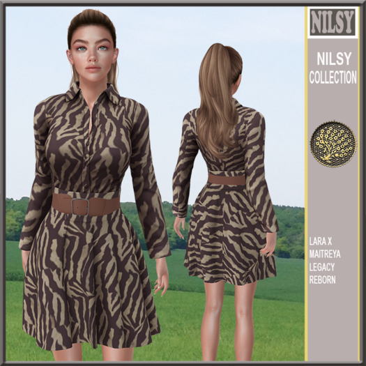 Second Life Marketplace - SKIN PRINT BLOUSE & FLARED SKIRT