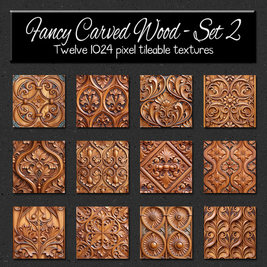 Second Life Marketplace - *Wallflowers* Fancy Carved Wood - Set 2