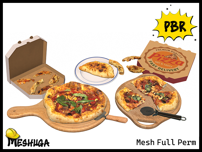 Second Life Marketplace - Meshuga PBR Pizza - BBQ FULL PERM MESH